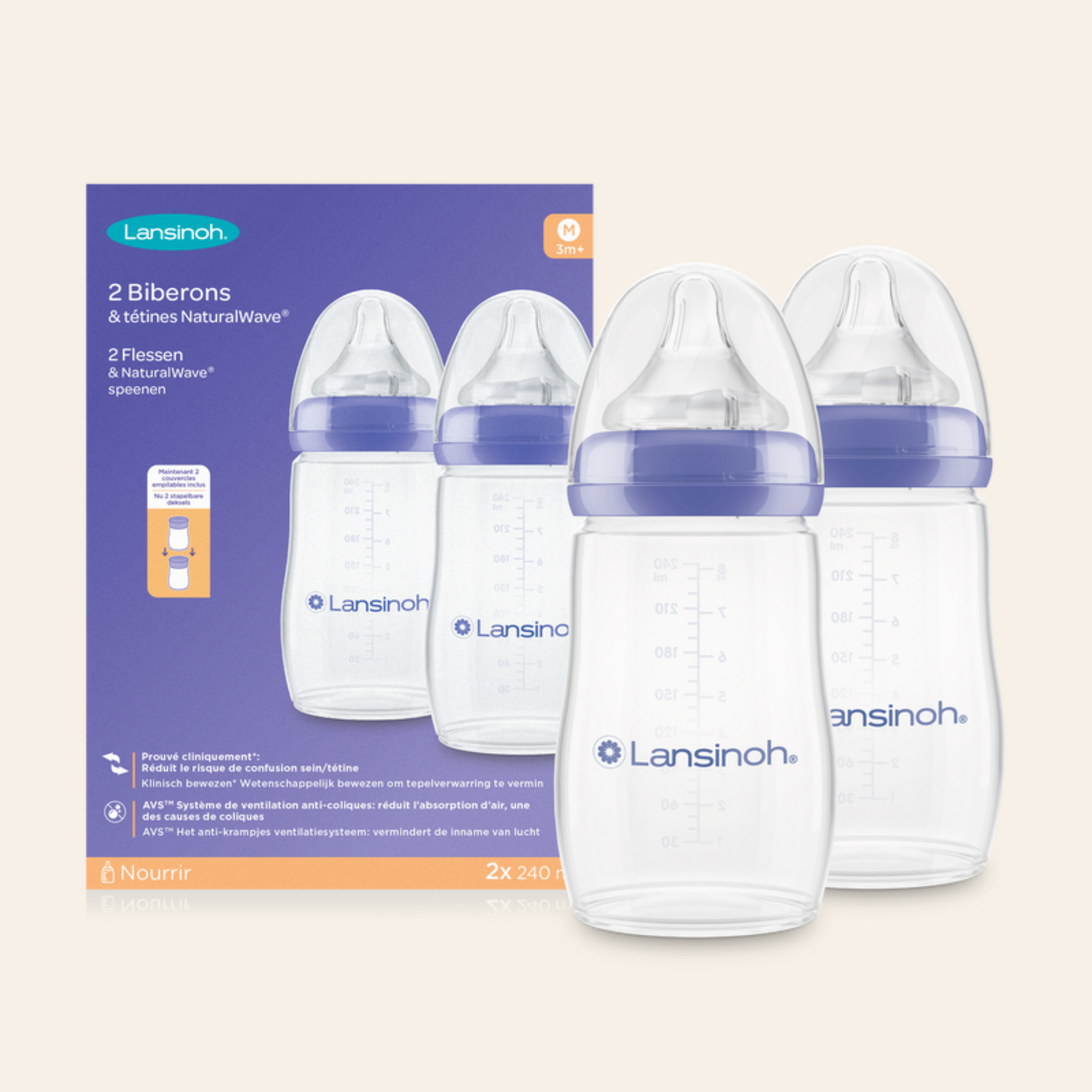 Biberons avec tétine Natural Wave® spécial allaitement | Lansinoh ...
